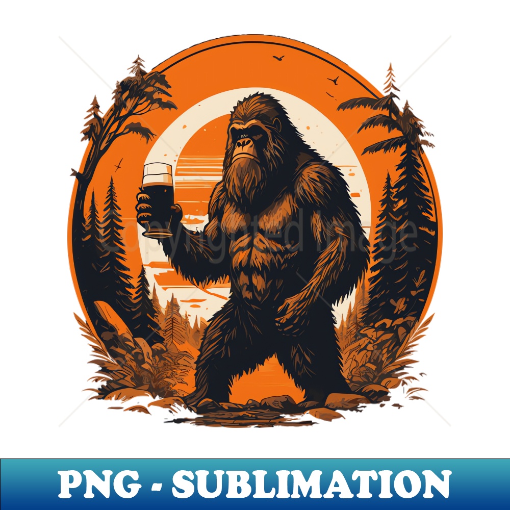 Bigfoot Drinking Beer Sunset - PNG Transparent Sublimation F | Inspire ...