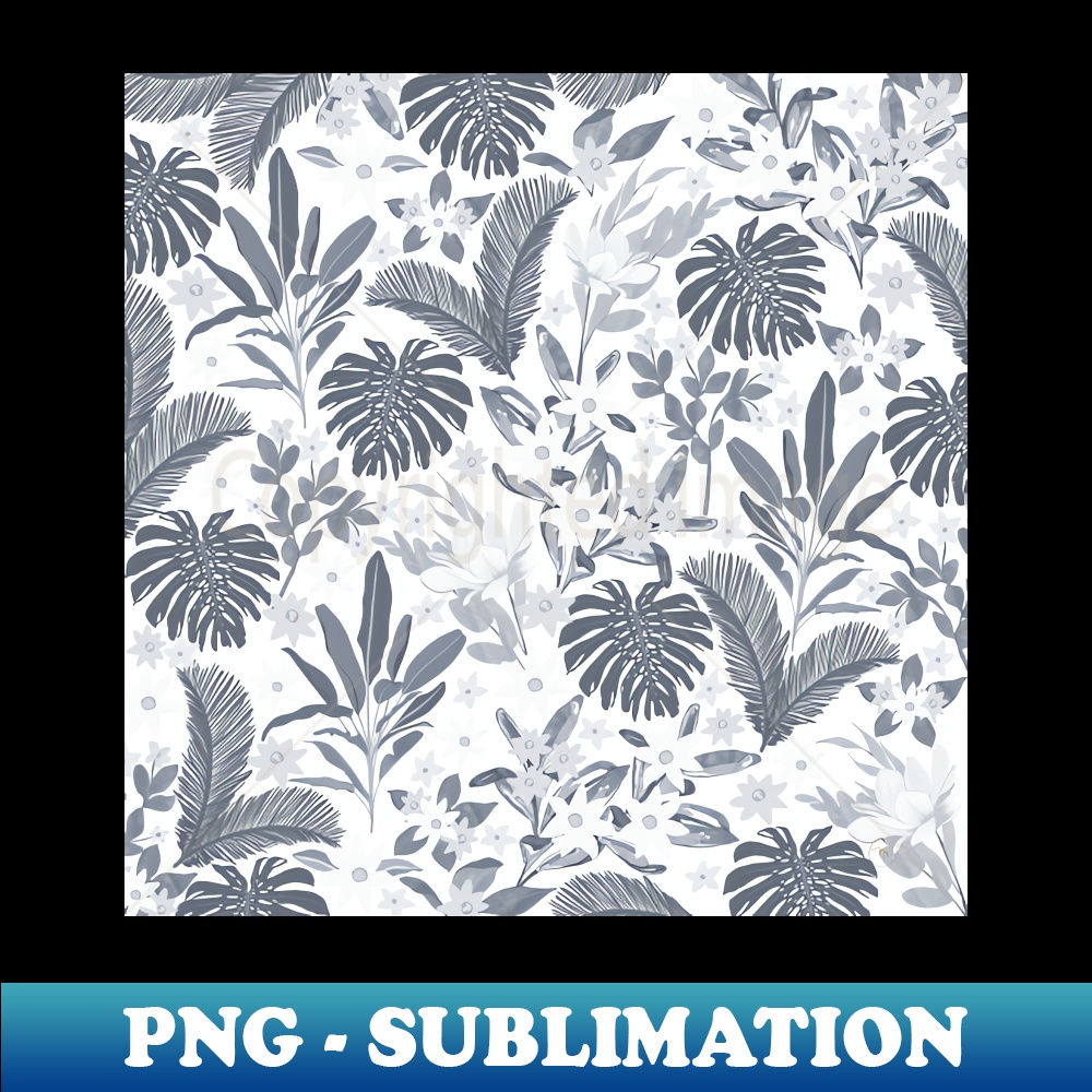 Tropical Grey Foliage Floral White Pattern - PNG Transparent | Inspire ...