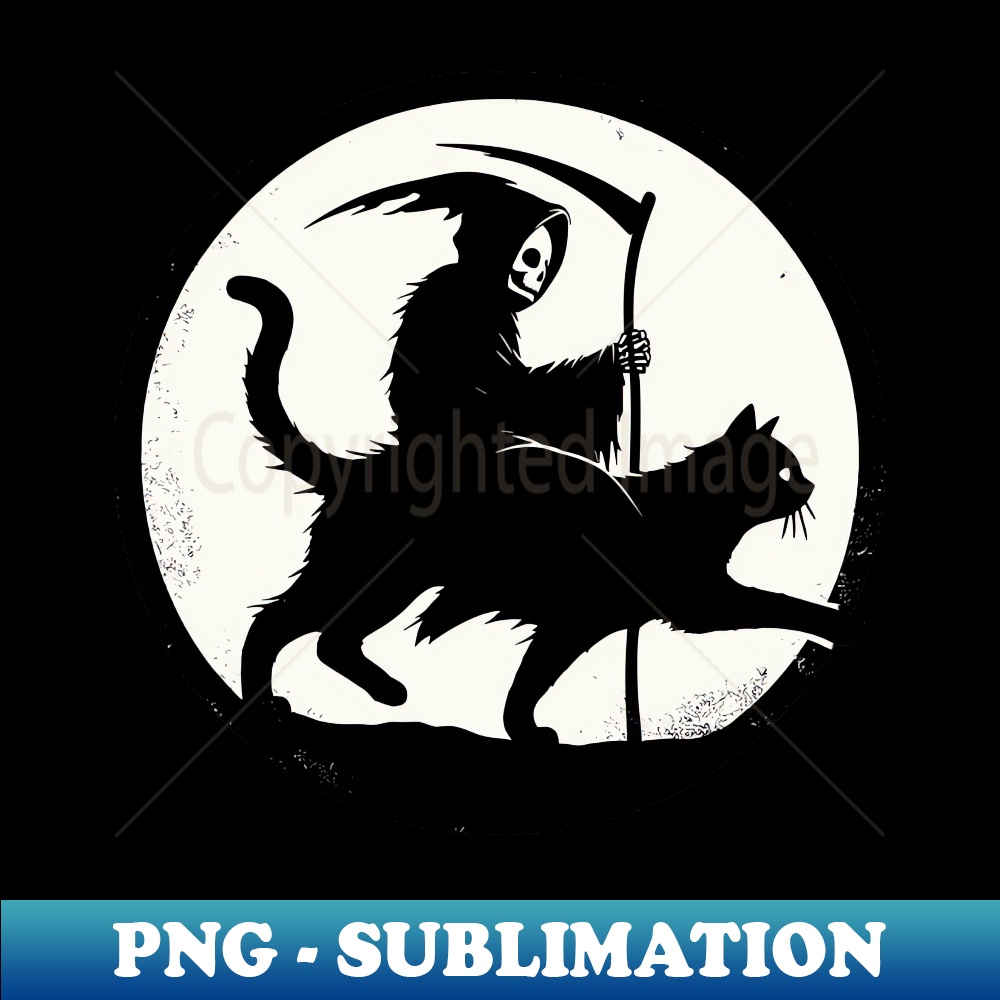 Grim Reaper Riding on Black Cat - Modern Sublimation PNG Fil | Inspire ...