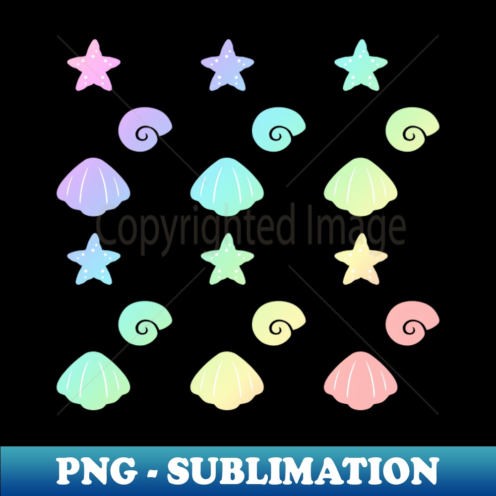 Rainbow seashells black - Digital Sublimation Download File - Inspire ...