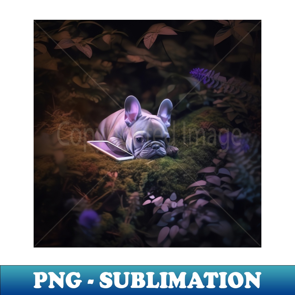 Frenchie lying down next to his phone - Creative Sublimation | Inspire ...