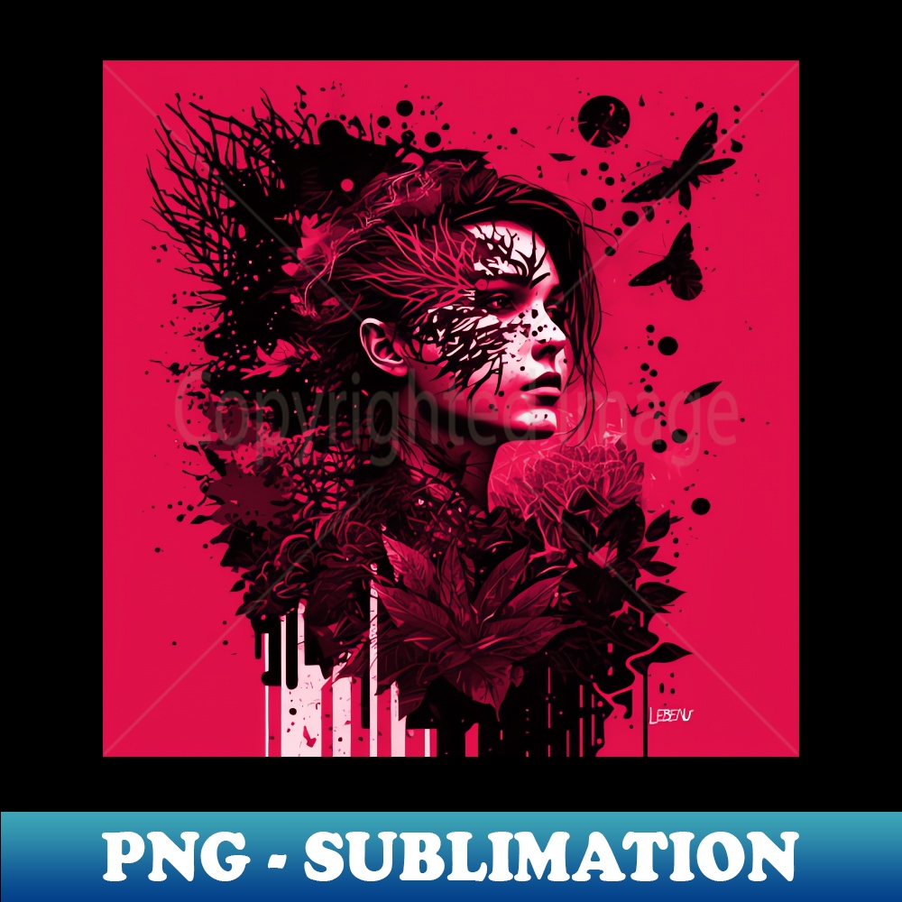 the resilient cry in woman ecopop portrait art - Instant PNG - Inspire ...