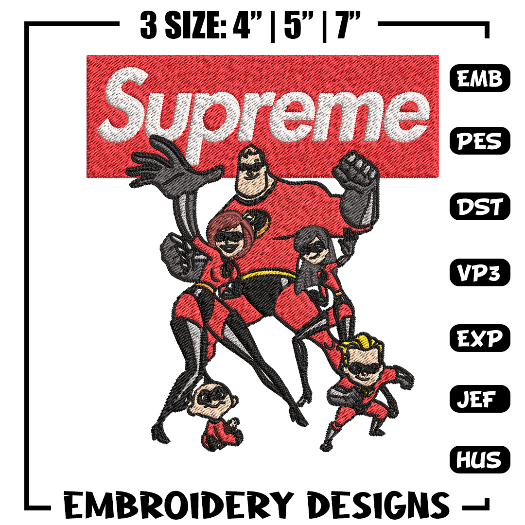 Incredibles supreme logo Embroidery design, supreme cartoon | Inspire ...