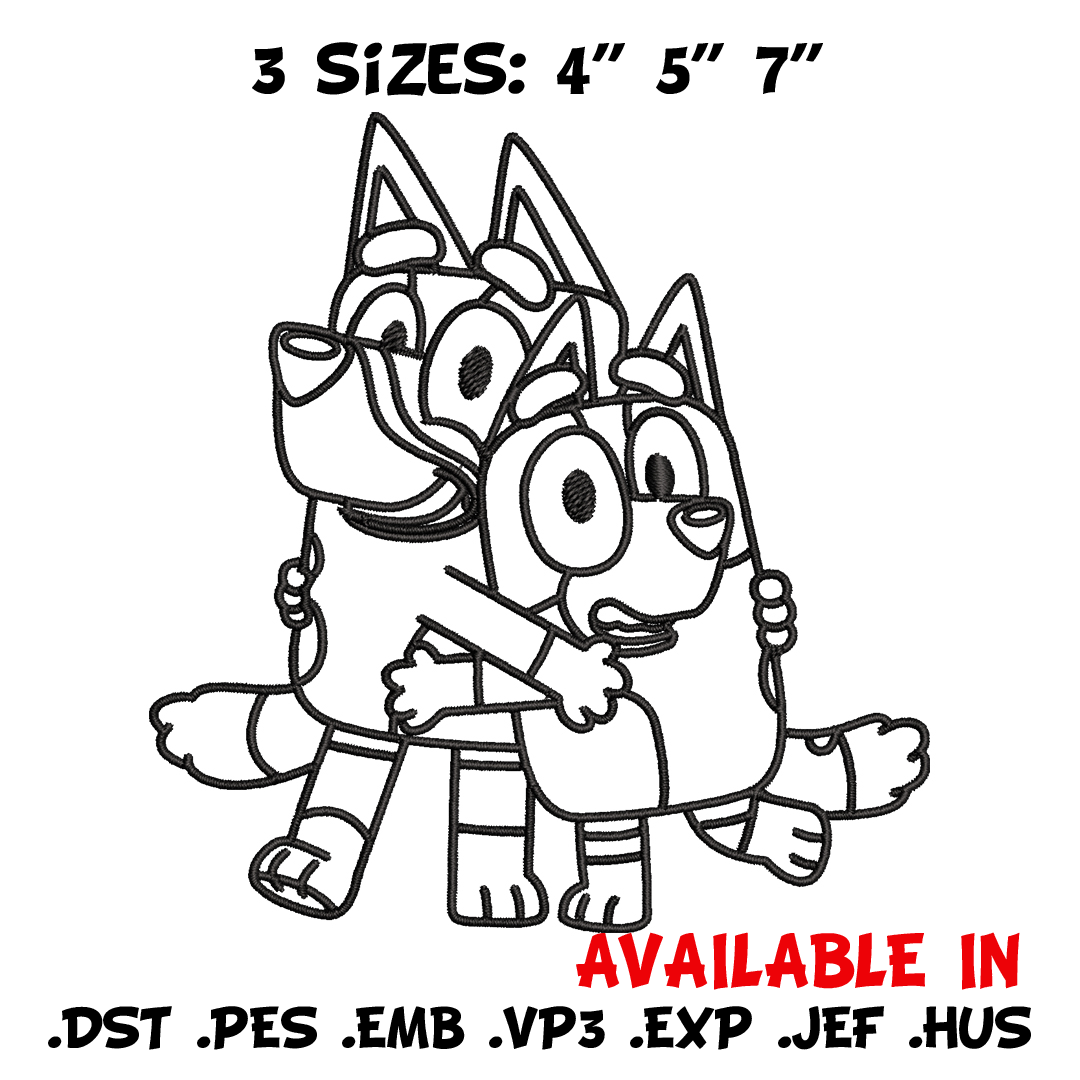 Mom and Dad Bluey Coloring Pages Embroidery, Bluey Embroider - Inspire ...