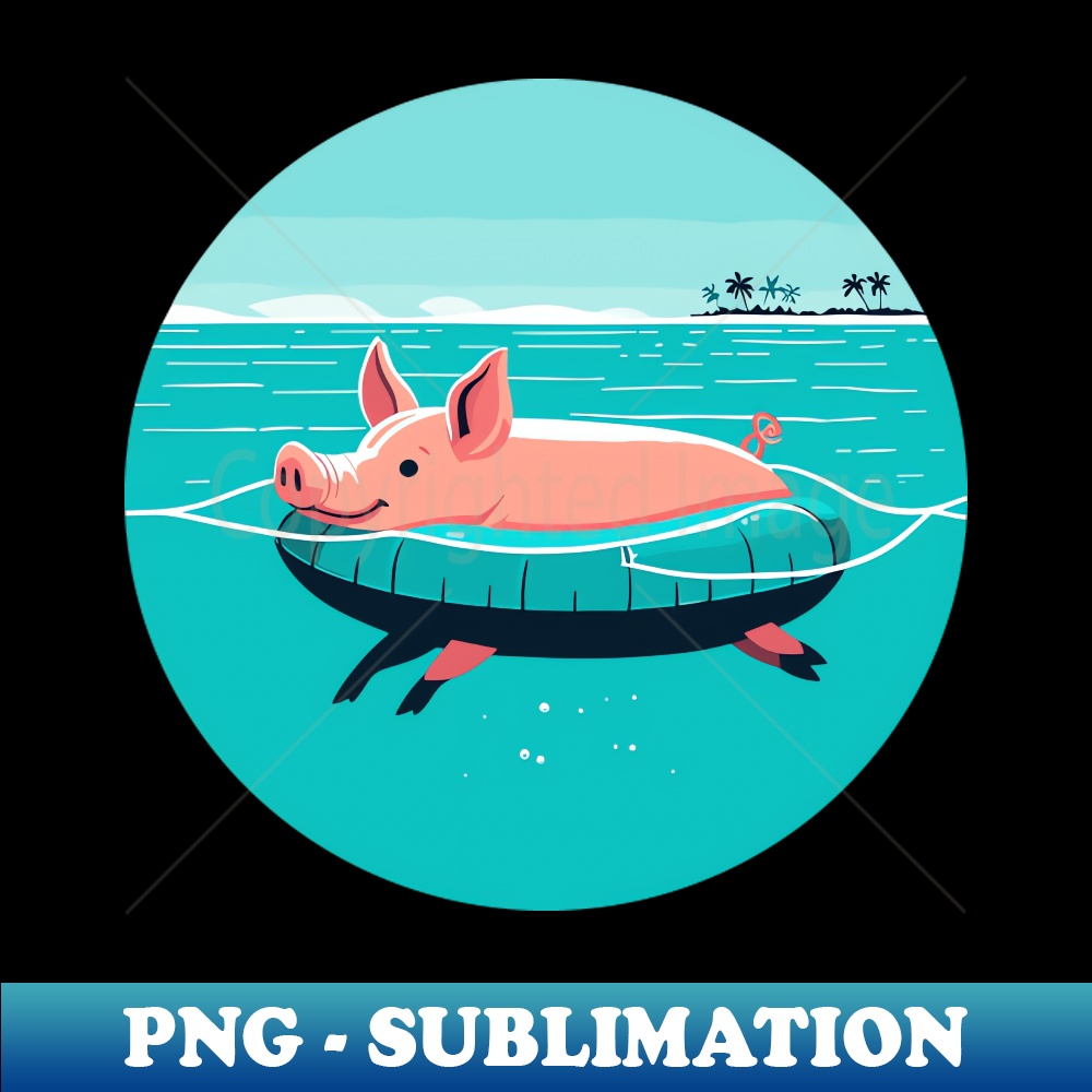 Swimming Pig of the Bahamas Floating in the Sea Piglet Tra | Inspire Uplift