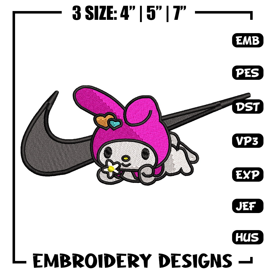 Kuromi Nike embroidery design, Hello kitty embroidery, Nike - Inspire ...