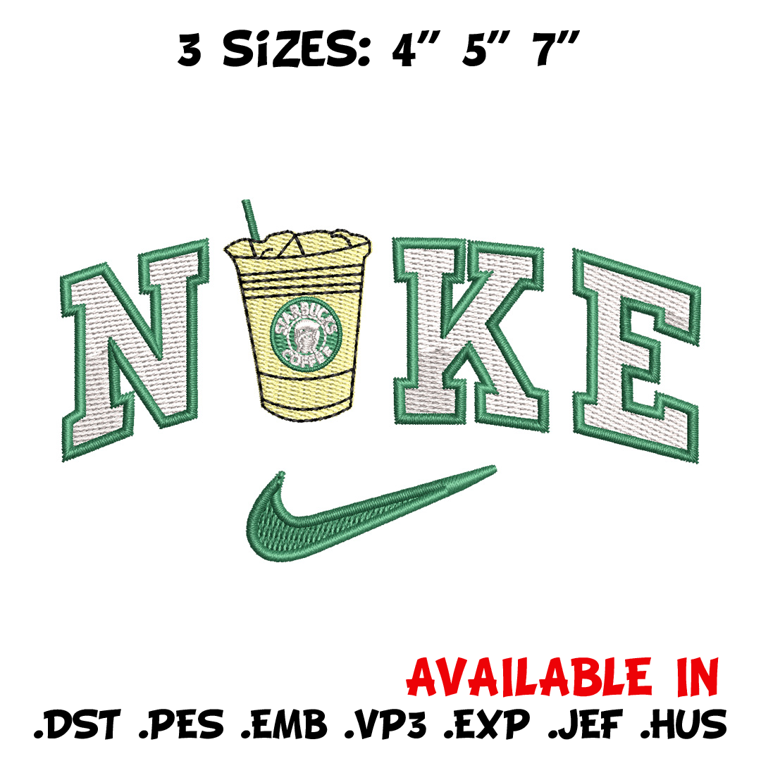 Nike coffee embroidery design, Starbuck embroidery, Nike des - Inspire ...