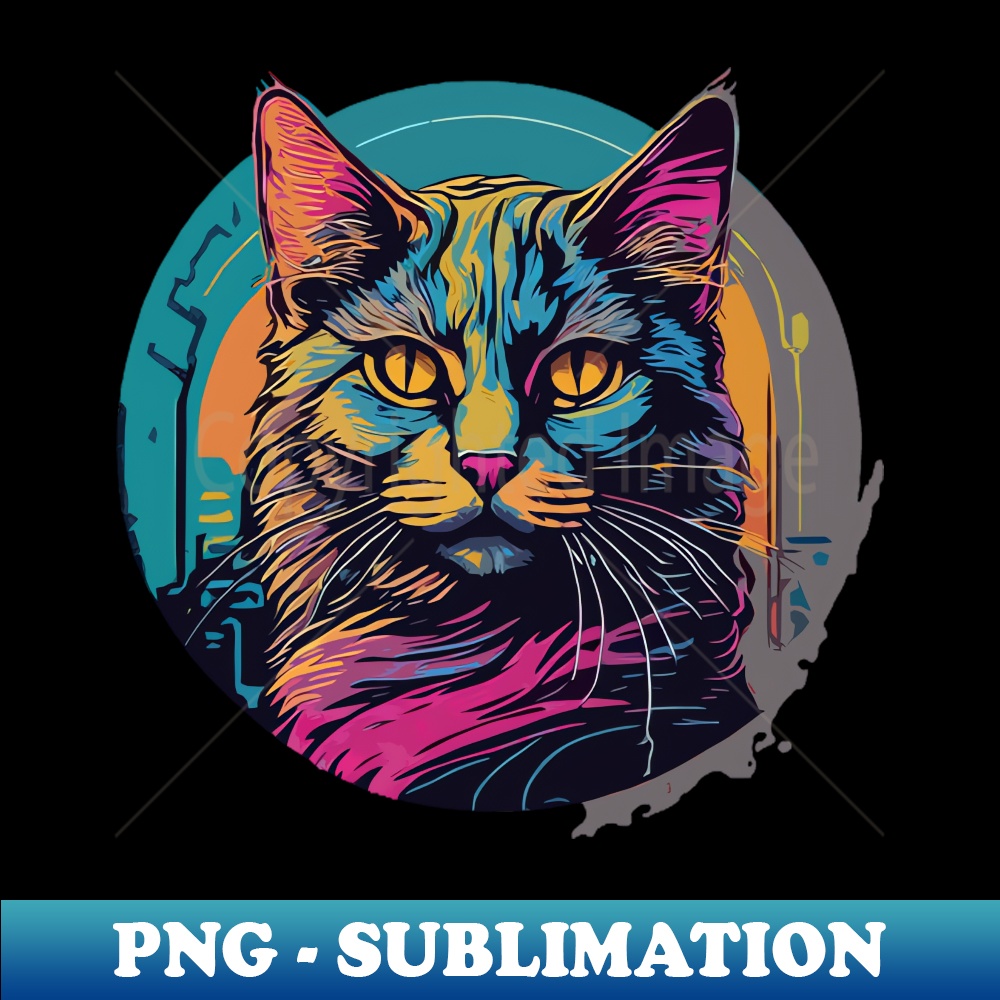 Cat Retrowave - Exclusive PNG Sublimation Download - Revolut | Inspire ...