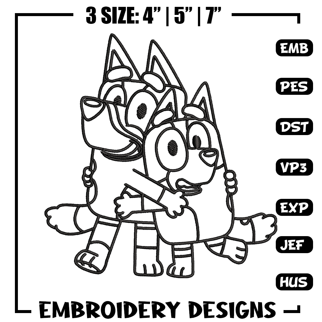 Mom and Dad Bluey Coloring Pages Embroidery, Bluey Embroider - Inspire ...