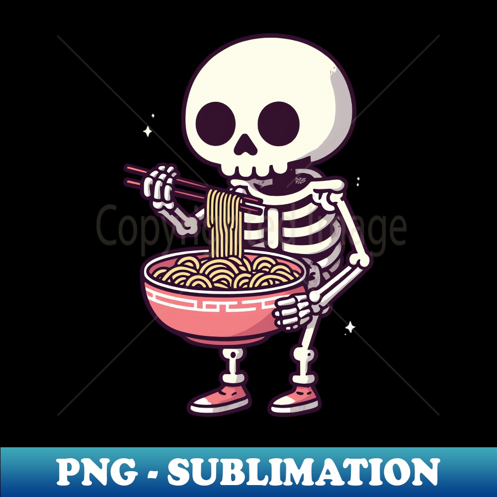 Skeleton eating ramen kawaii - Creative Sublimation PNG Down | Inspire ...