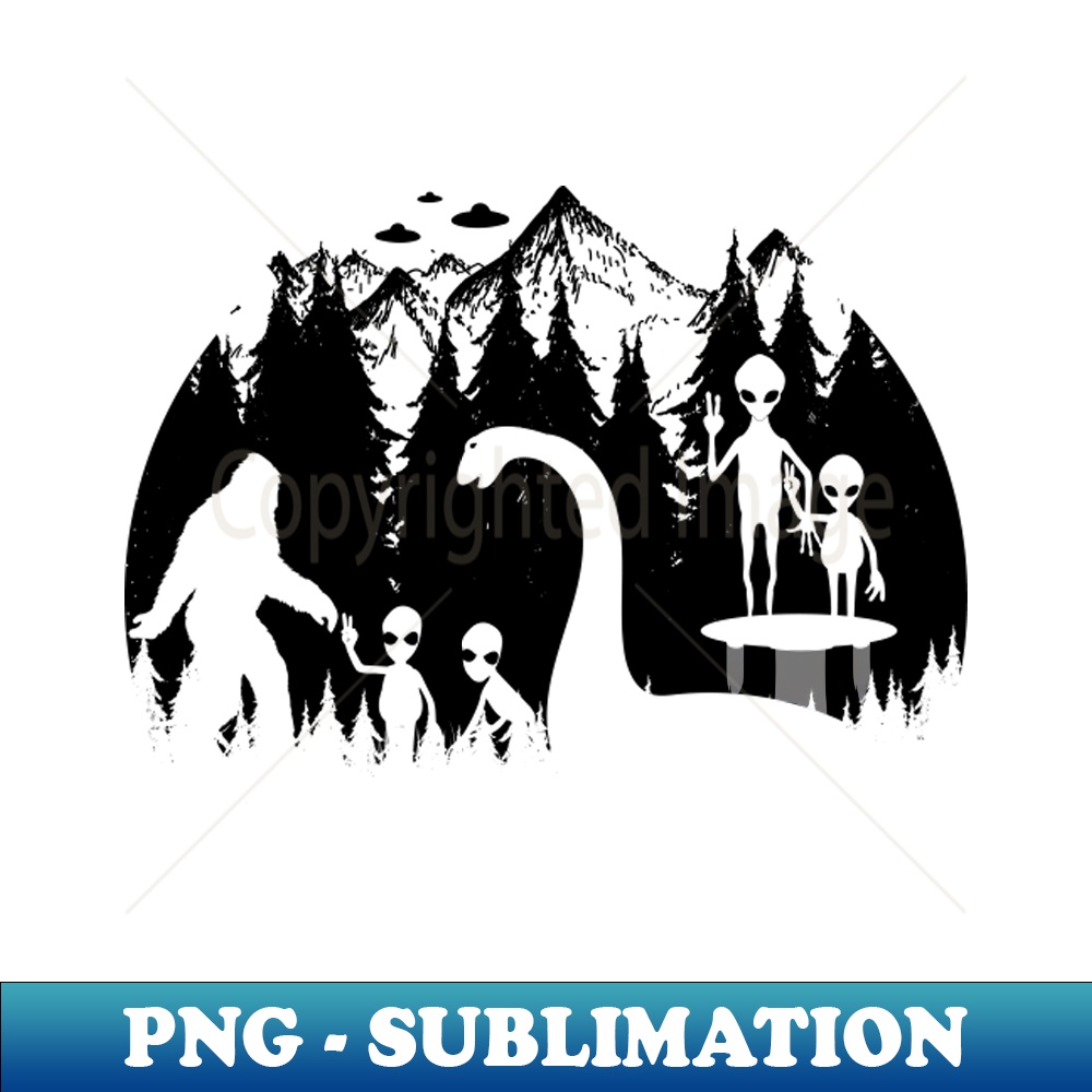 Bigfoot Loch Ness Monster And ALiens - Trendy Sublimation Di - Inspire ...