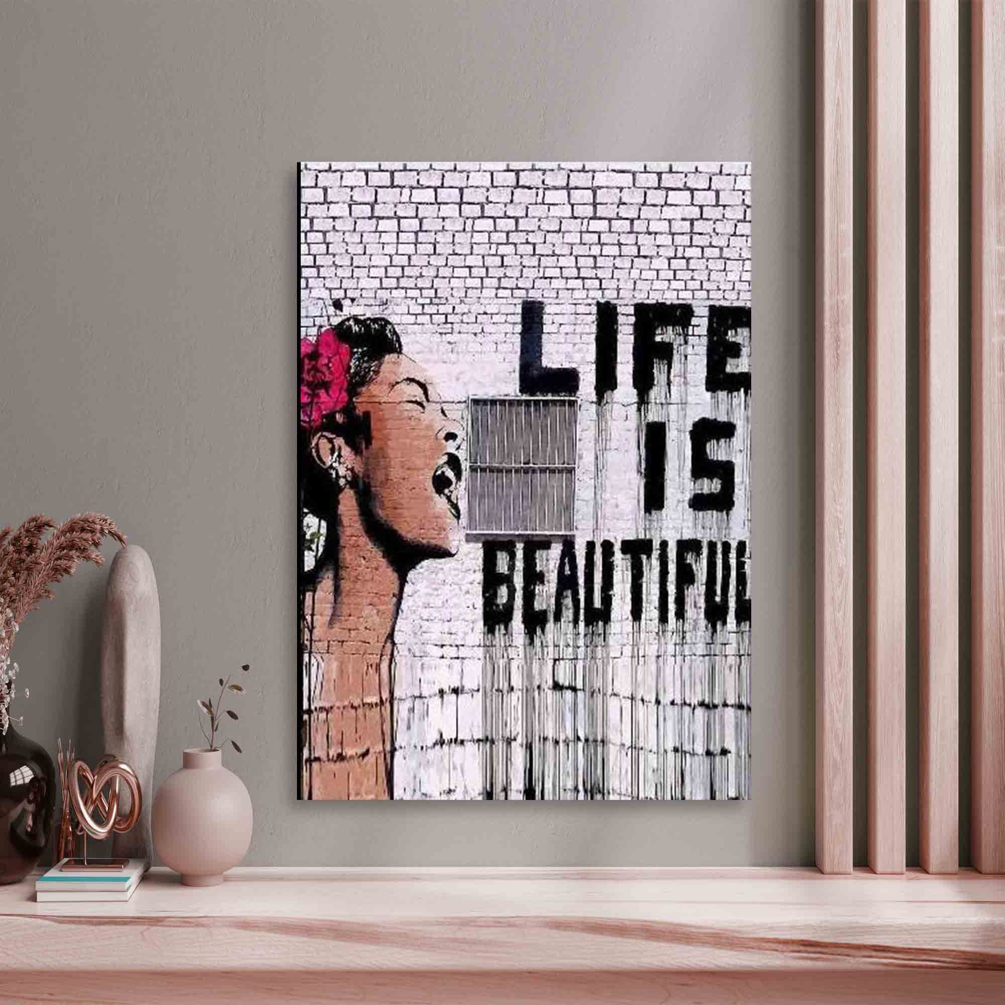 BANKSY WALL ART Banksy Canvas Banksy Life is Beautiful Banks - Inspire ...