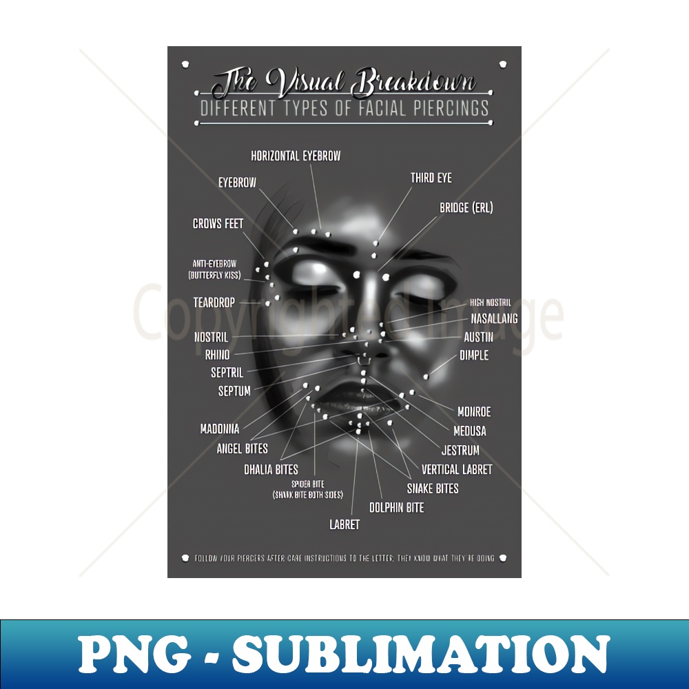 Facial Piercing Chart Black and Grey - Professional Sublimat | Inspire ...