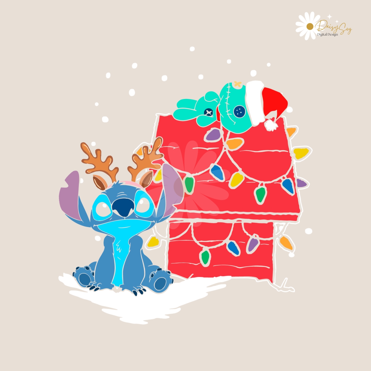 Retro Stitch And Scrump Christmas Lights SVG Cricut Files - Inspire Uplift