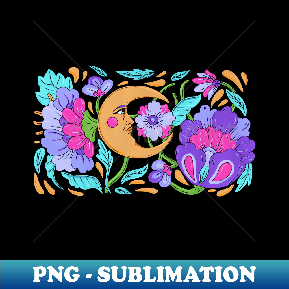 Retro Aesthetic Botanical Moon Drawing - Premium PNG Sublima - Inspire ...
