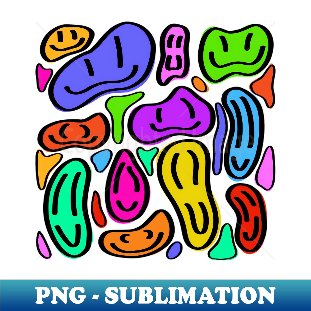 dripping and melting smiley faces pattern bright - High-Qual - Inspire ...