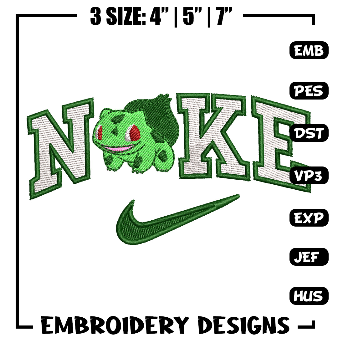 Nike bulbasaur embroidery design, Pokemon embroidery, Nike d - Inspire ...