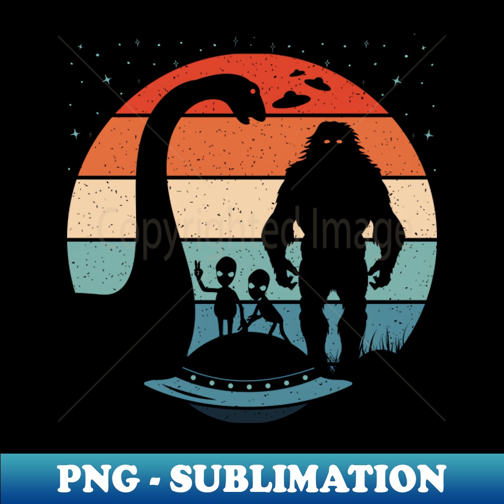 Bigfoot Loch Ness Monster Ufo Aliens - Instant Sublimation D - Inspire ...