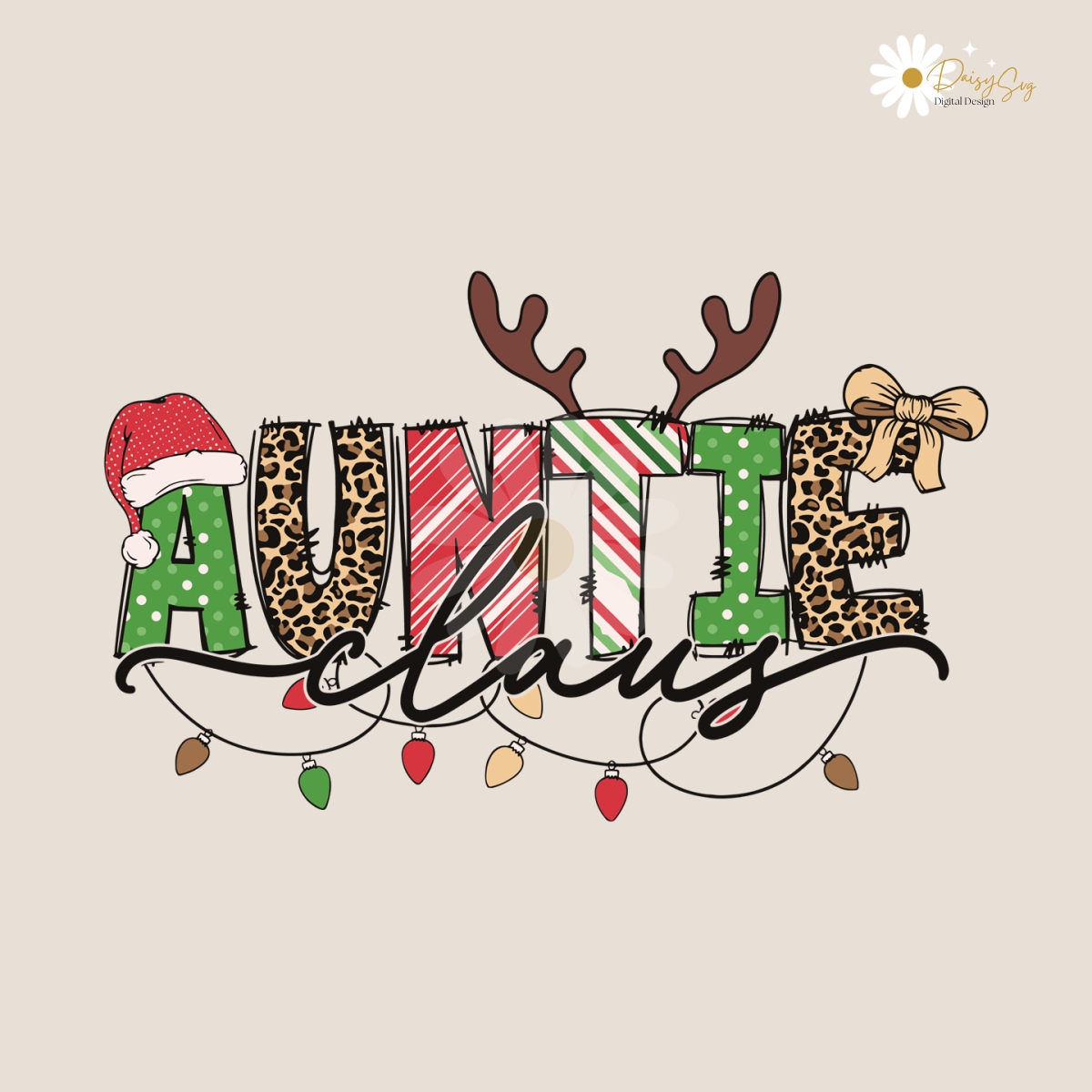 Auntie Christmas Family Claus SVG Cutting Digital File - Inspire Uplift