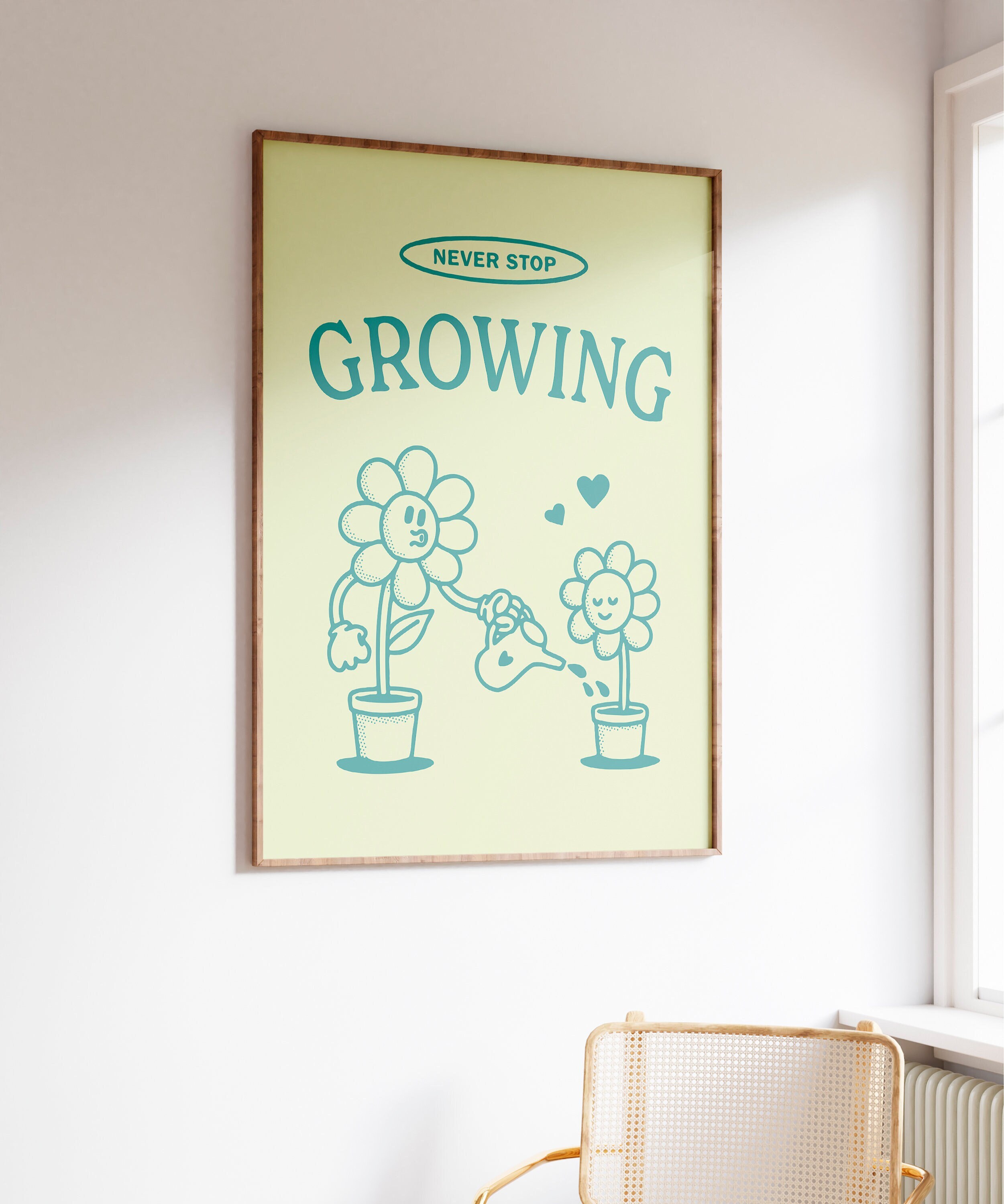 Never Stop Growing, Retro Wall Art, Downloadable Prints, Tre | Inspire ...