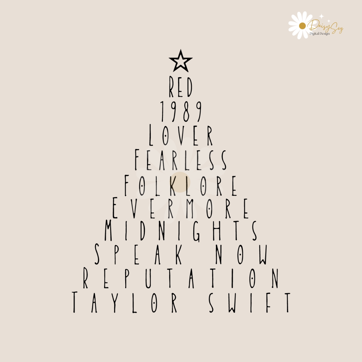 Christmas Tree Taylor Albums Swiftmas SVG Cricut Files | Inspire Uplift