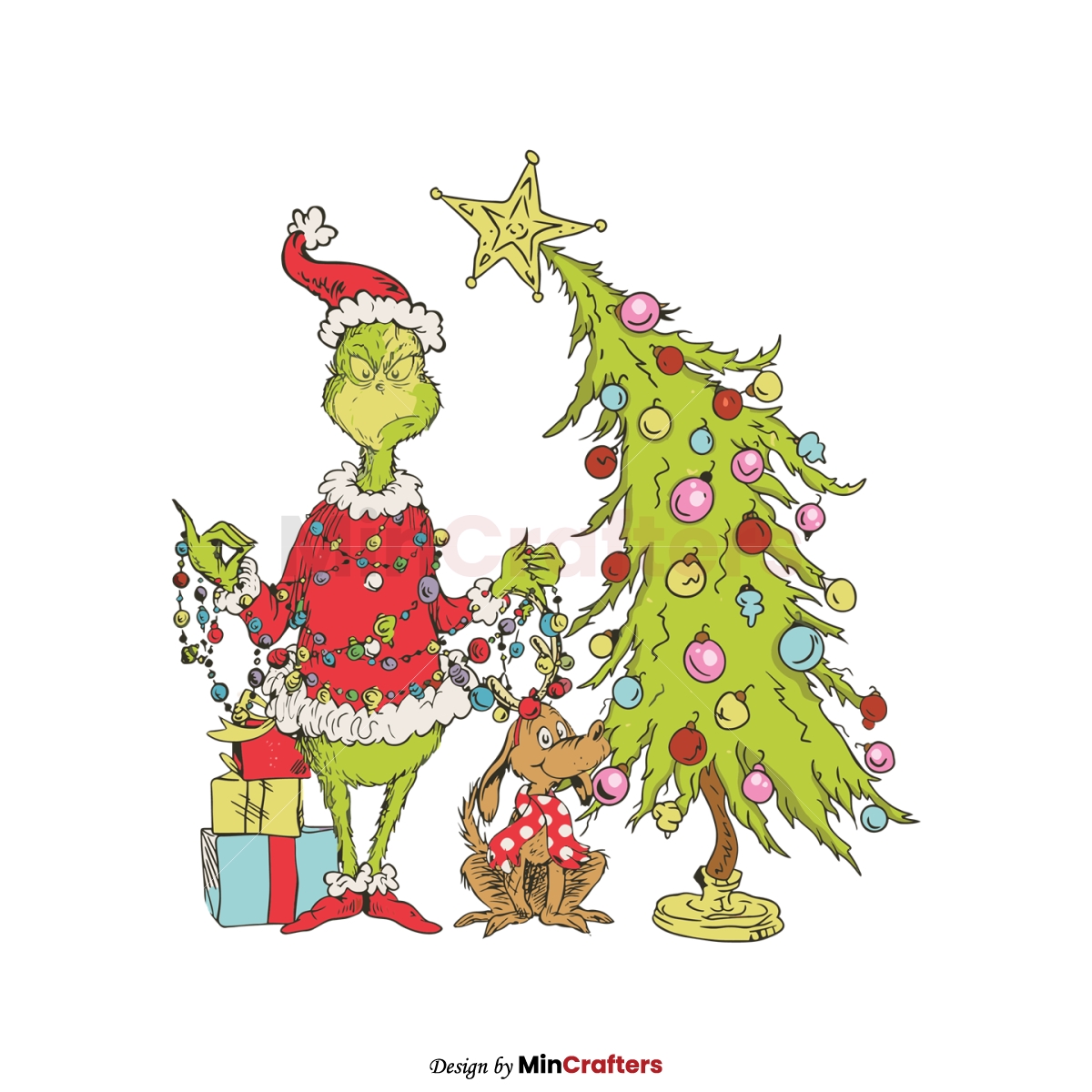 Retro Grinch Christmas Tree SVG Graphic Design File | Inspire Uplift