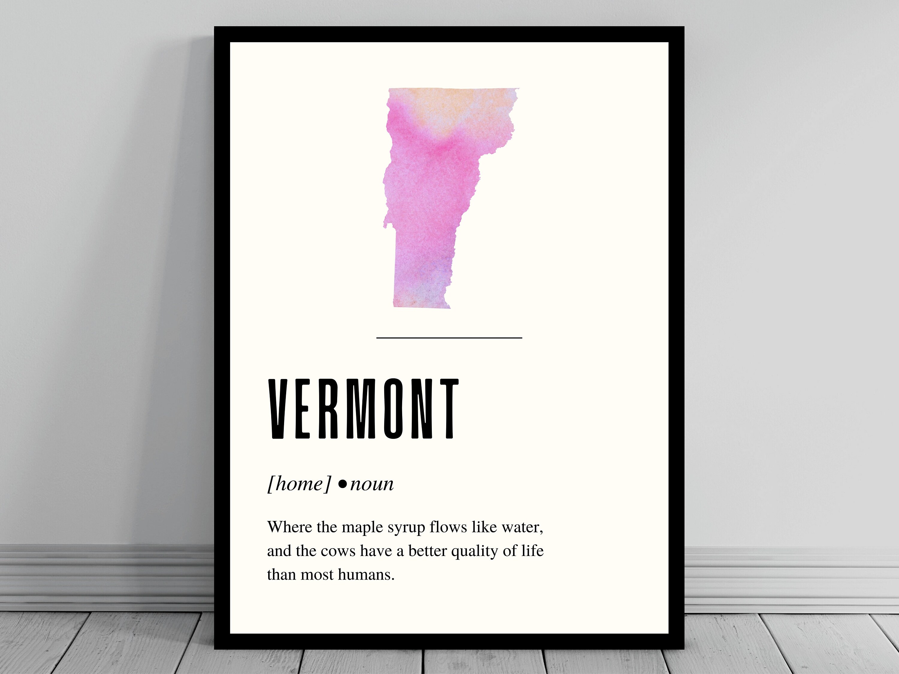 Funny Vermont Definition Print Vermont Poster Minimalist S | Inspire Uplift