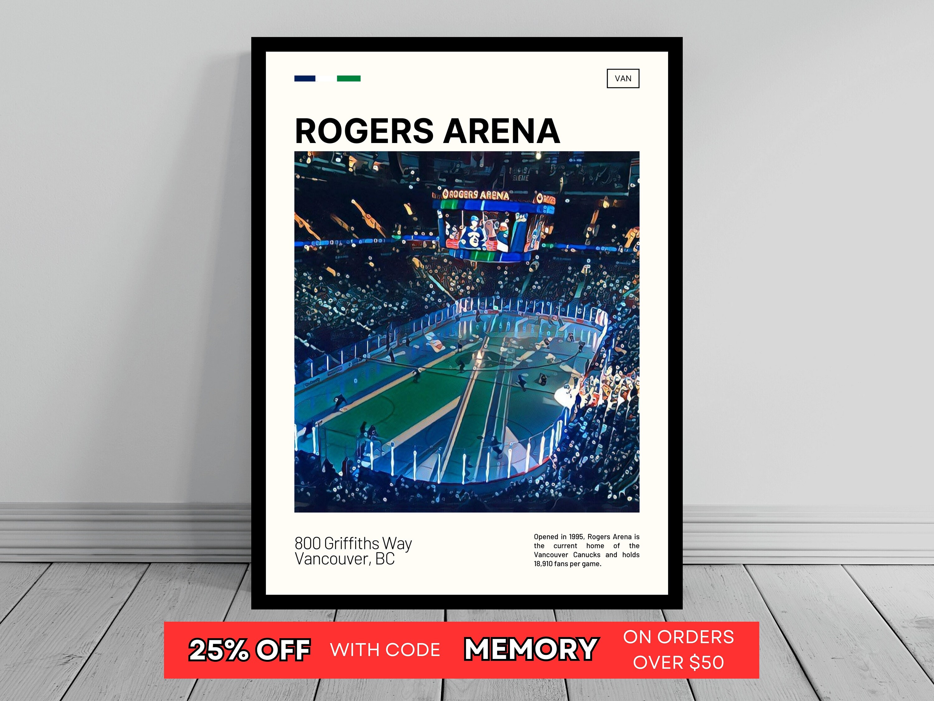 Rogers Arena Vancouver Canucks Poster NHL Art NHL Arena Post | Inspire ...
