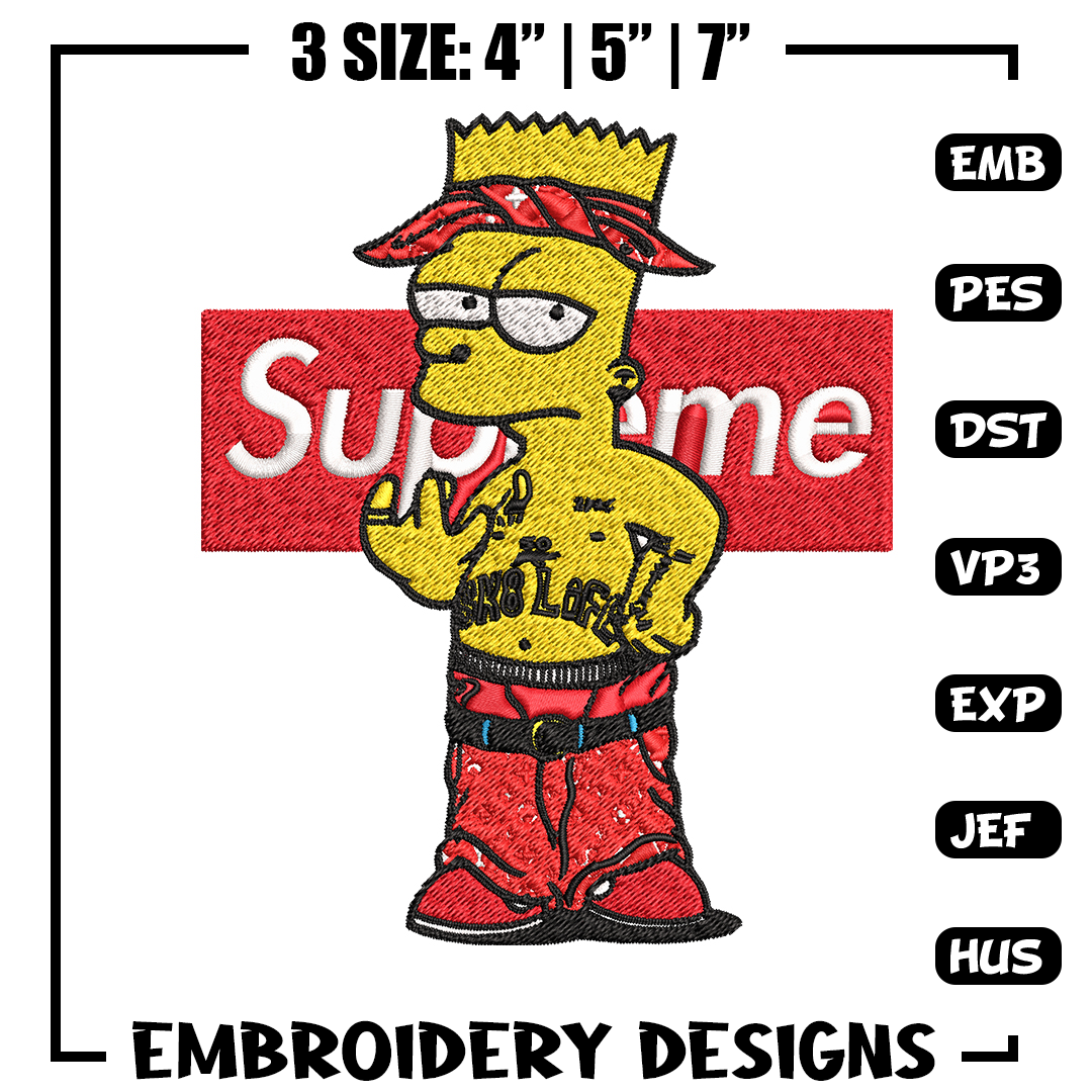 Supreme Simpson Embroidery design, Simpson Embroidery, carto | Inspire ...