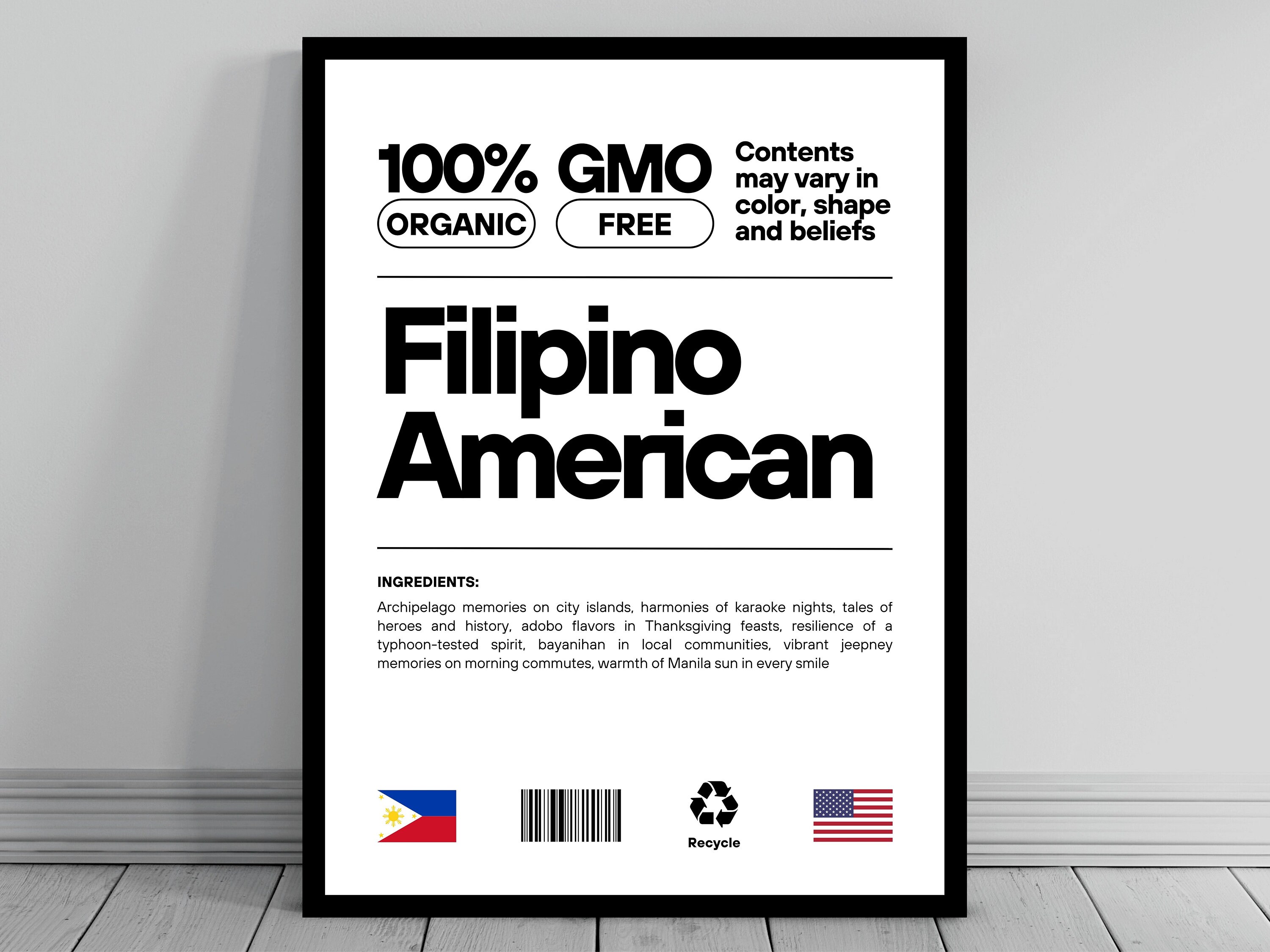 Filipino American Unity Flag Poster Mid Century Modern Ame | Inspire Uplift