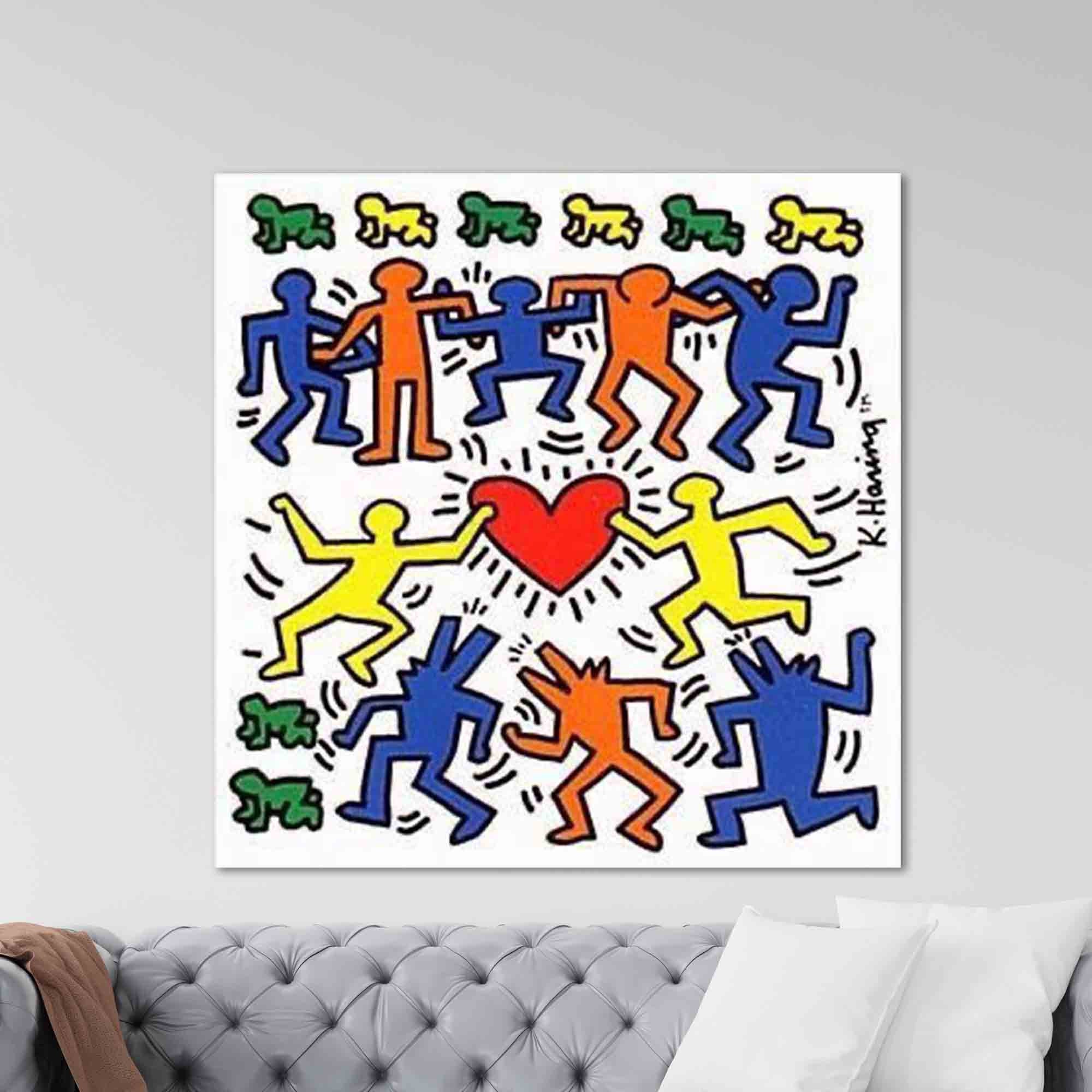 Wall art Keith Haring Artwork, Cheerful People Printed, Col | Inspire ...