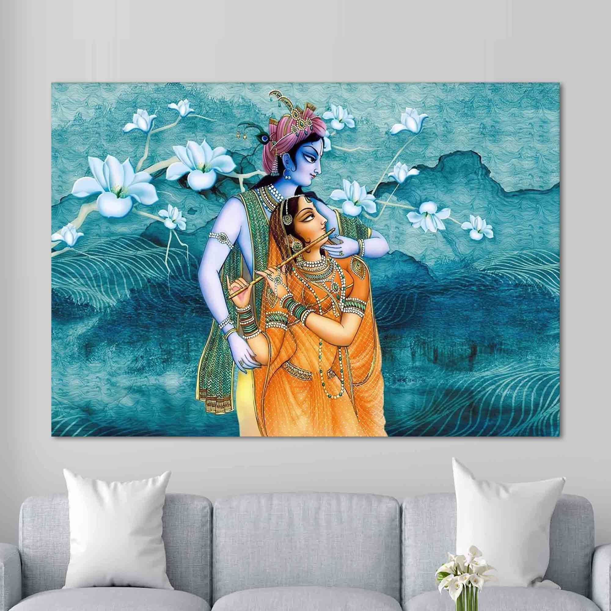Wall art Radha Krishna Hindu Couple, Indian Wall Art, Hindu | Inspire ...
