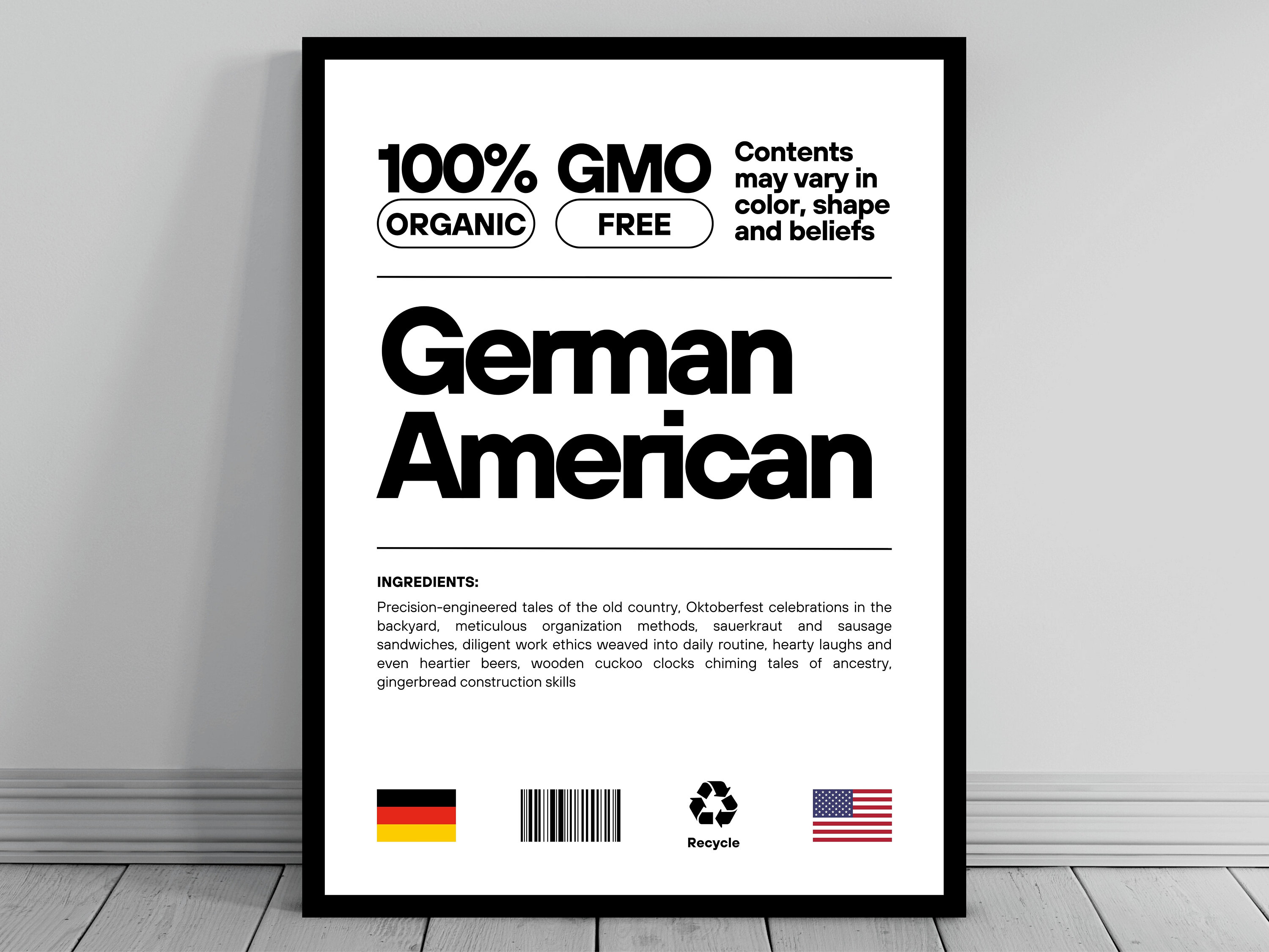 German American Unity Flag Poster Mid Century Modern Ameri | Inspire Uplift