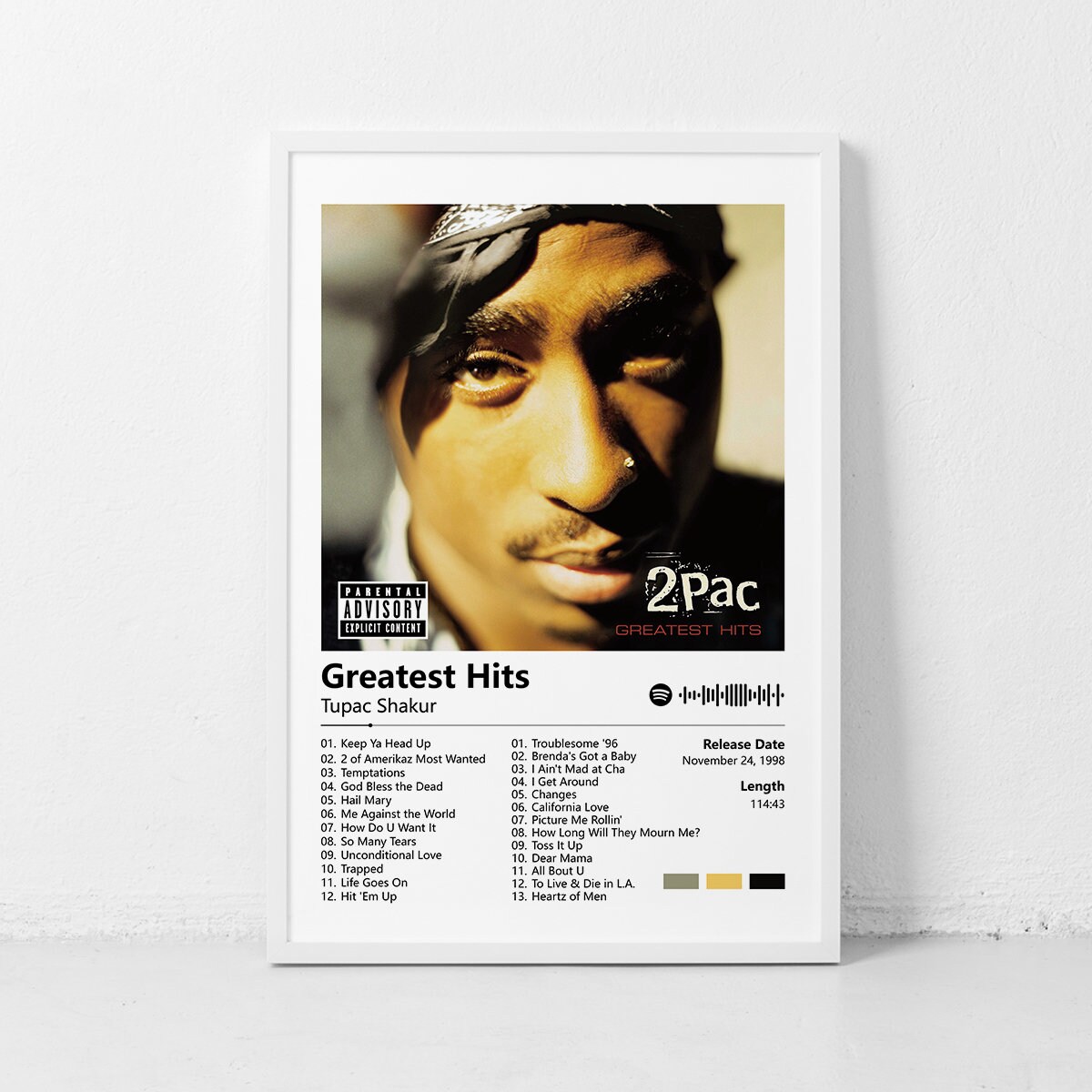 Greatest Hits Tupac Shakur Music poster, Room Aesthetic Wall - Inspire ...