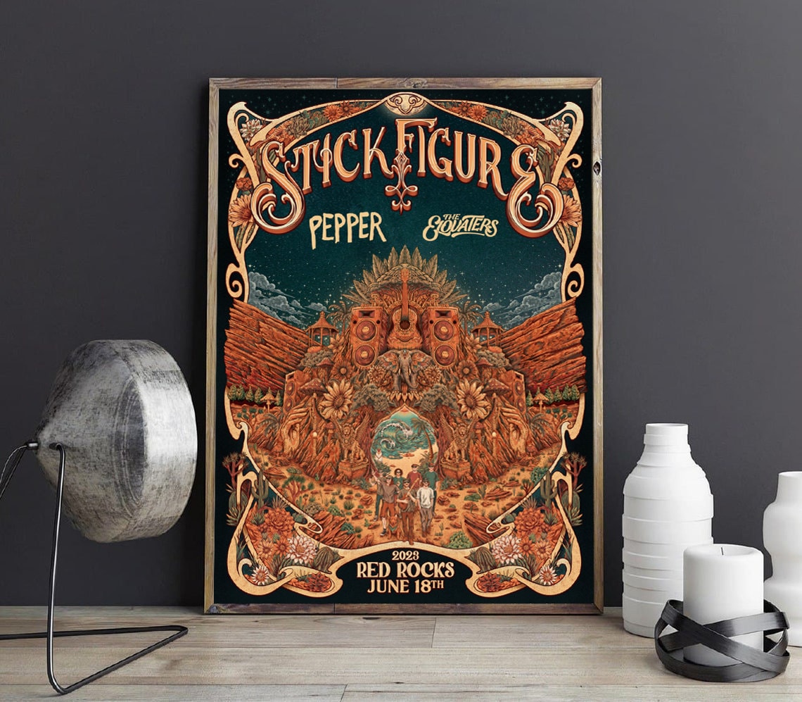 Stick Figure Poster, Red Rocks 2023 Concert Poster, Vintage - Inspire ...