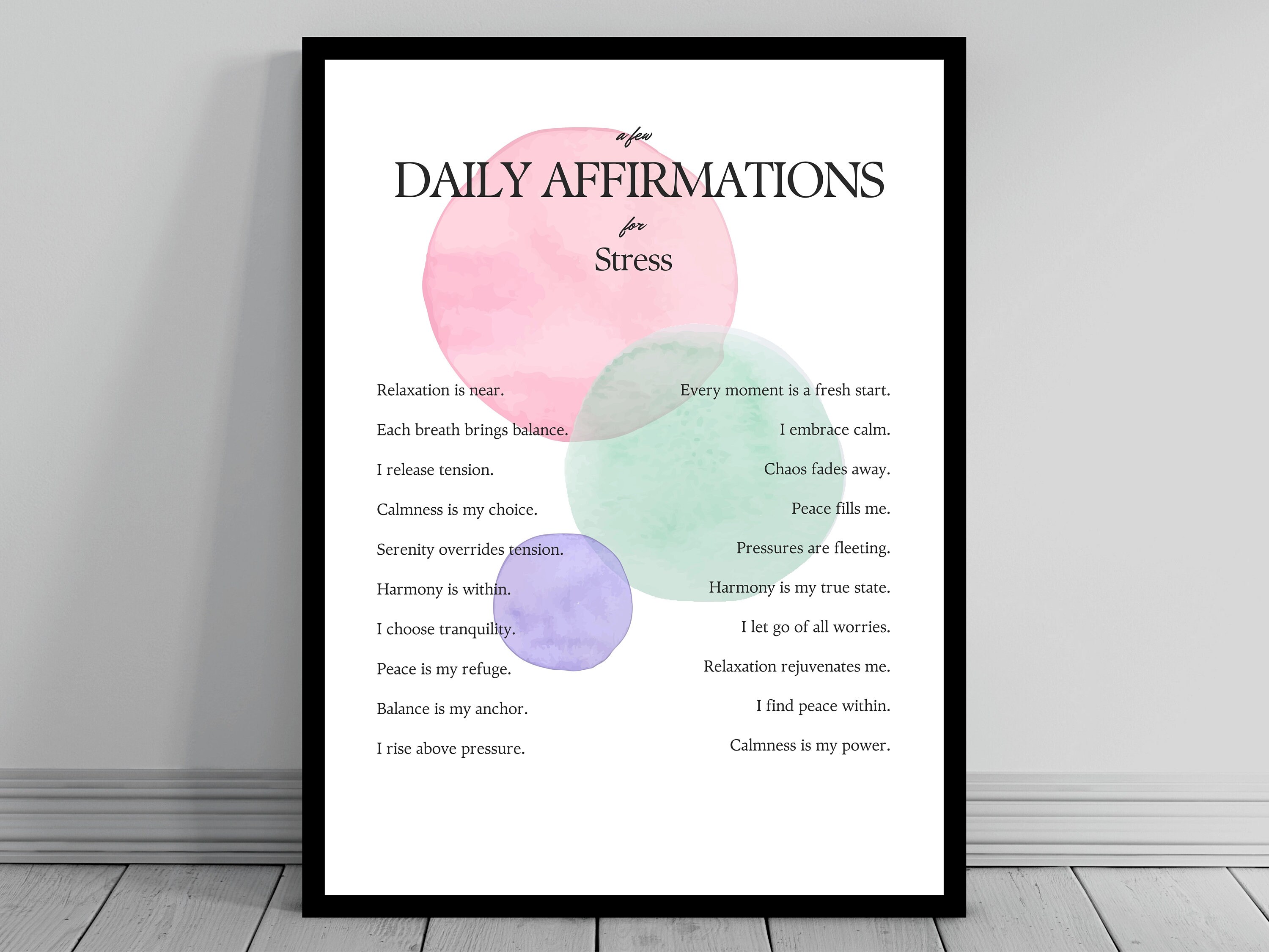 Affirmation Wall Art for Stress Self Love Positive Affirmat - Inspire ...