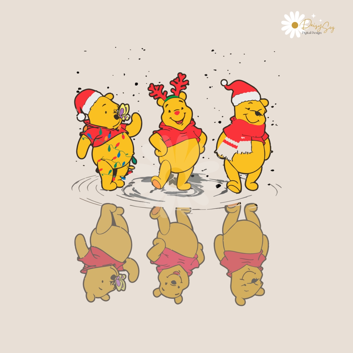 Cute Santa Winnie the Pooh Dancing Christmas SVG File - Inspire Uplift