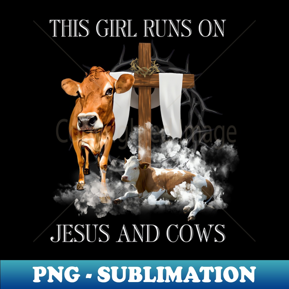 Farmer Christians Gift - Girl Runs On Jesus and Cows - PNG T | Inspire ...