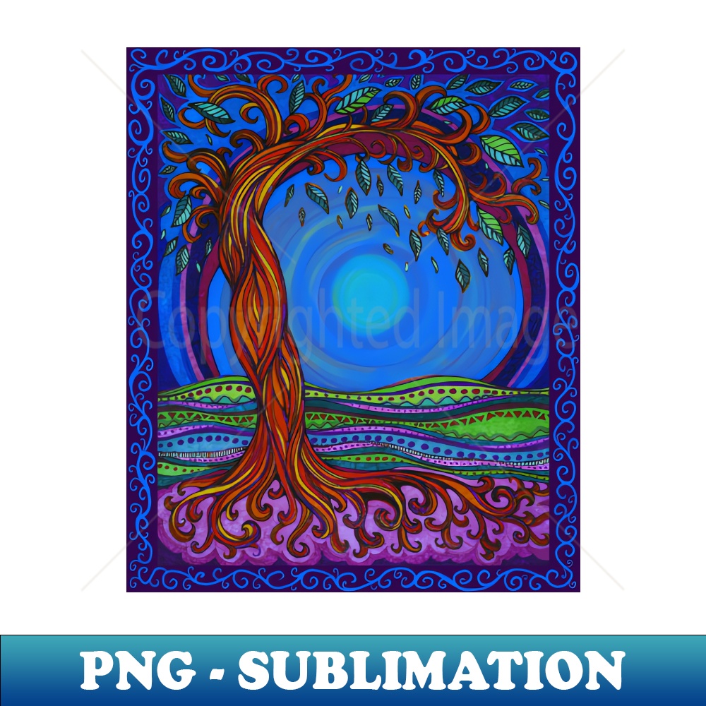 Blue Moon Swirly Tree - Aesthetic Sublimation Digital File - | Inspire ...
