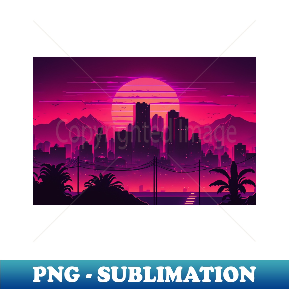 80s Synthwave Sun Retro City - PNG Transparent Digital Downl | Inspire ...