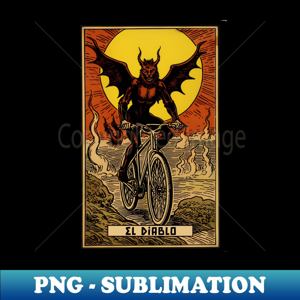 El Diablo The Devil Riding a Bike Tarot Card Art - Elegant S - Inspire ...