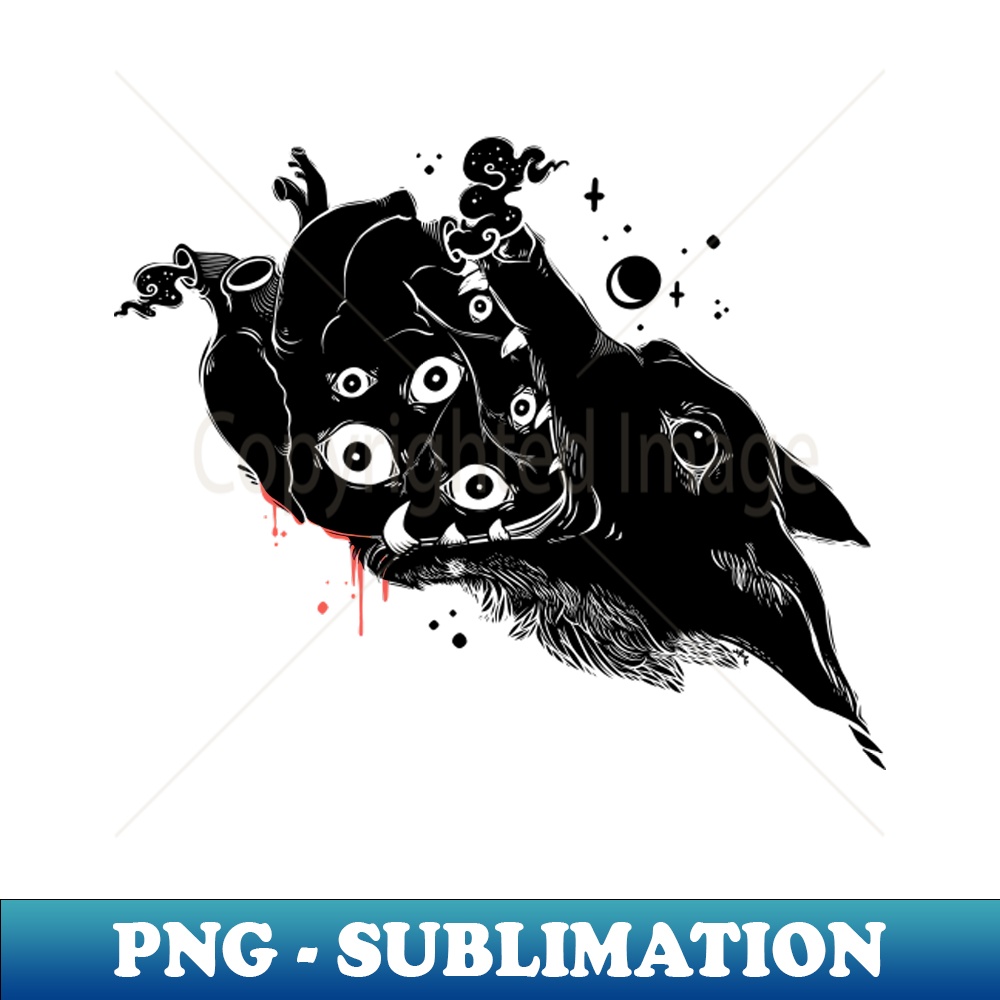 Wolf And Anatomical Heart Drawing - Exclusive PNG Sublimatio | Inspire ...