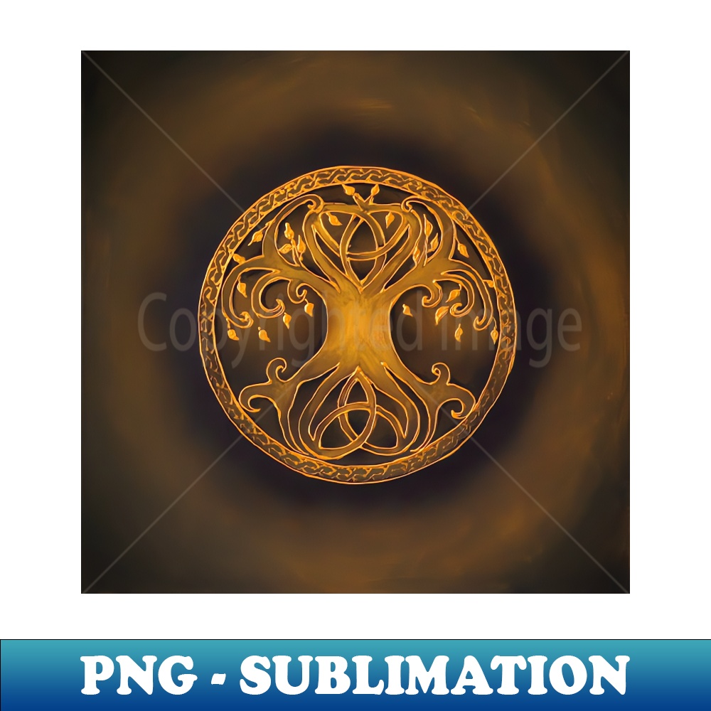 Tree of life with triquetra Celtic knot gold on olive - Crea | Inspire ...