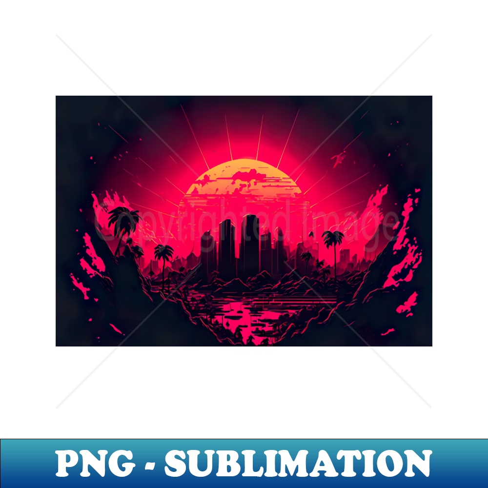 Synthwave Sunrise City - PNG Transparent Sublimation File - | Inspire ...
