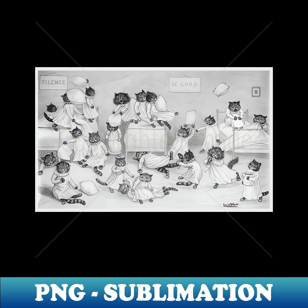 Funny Cats Pillow Fight by Louis Wain - Aesthetic Sublimatio | Inspire ...