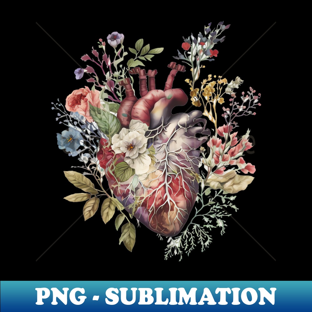 Anatomical flower Heart - PNG Transparent Sublimation Design - Inspire ...
