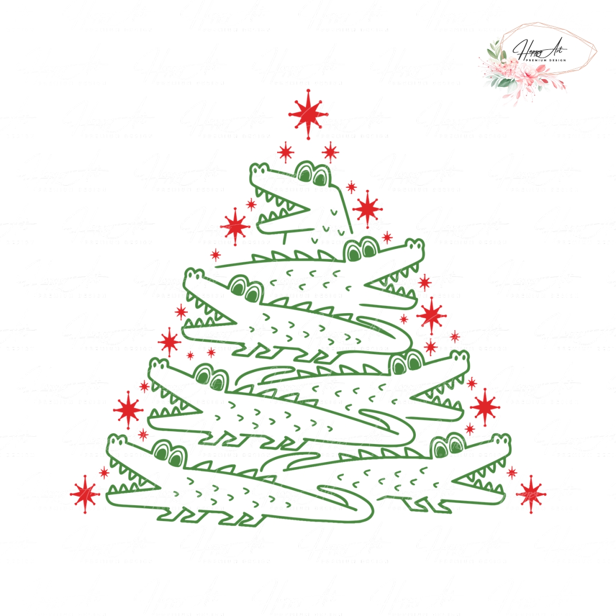 Funny Christmas Tree Crocodile SVG Cutting Digital File | Inspire Uplift