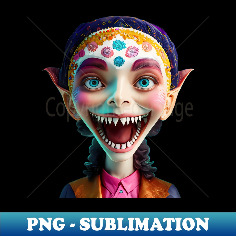 Big Eyed Alien Shark Tooth Girl - Sublimation-Ready PNG File | Inspire ...