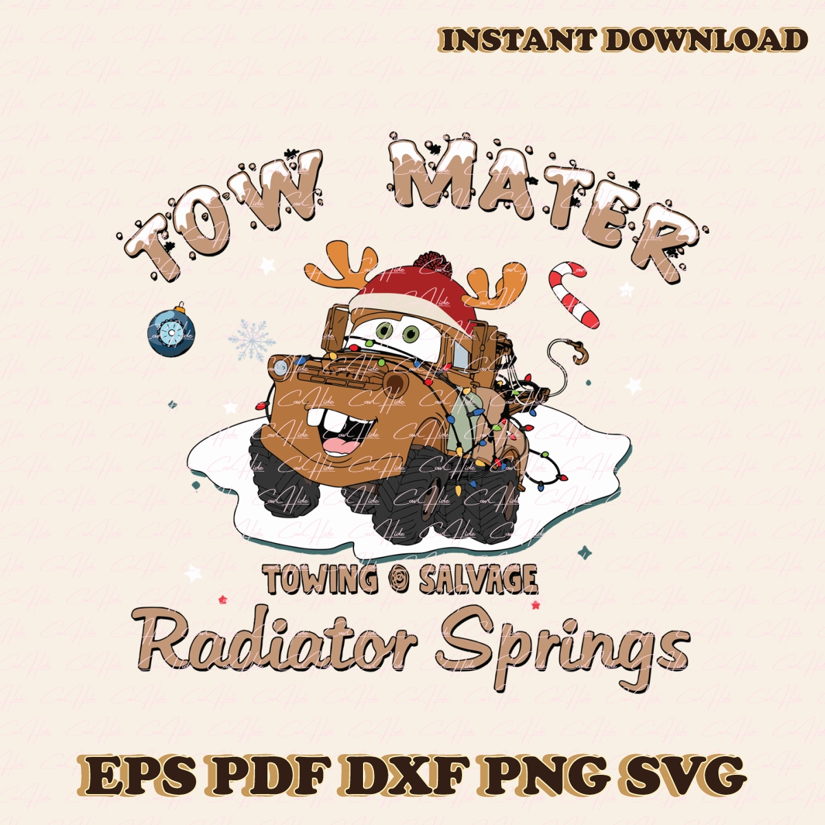Disney Cars Tow Mater Radiator Springs Christmas SVG File | Inspire Uplift