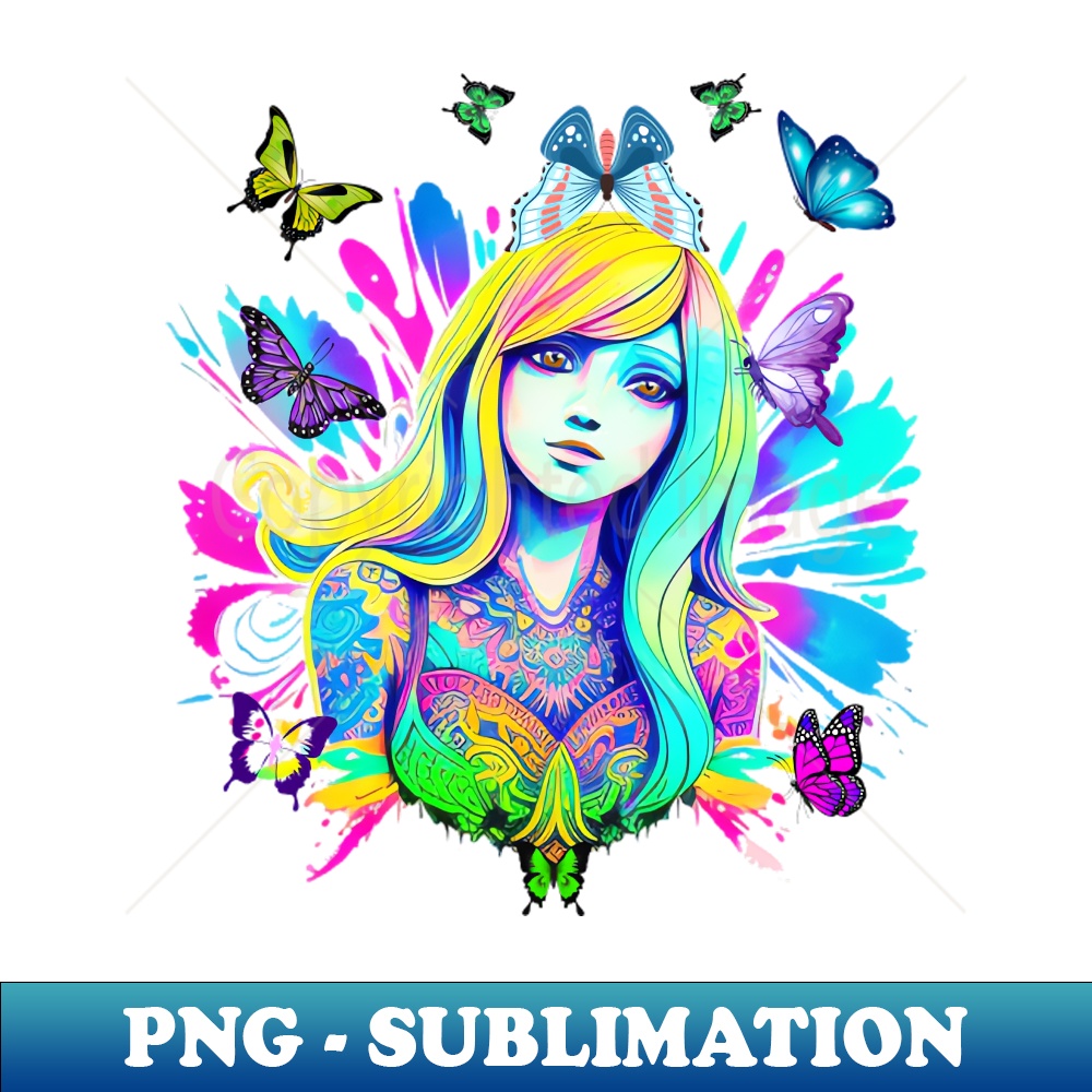 Beautiful Young Woman Butterflies Extreme Color - High-Quali | Inspire ...